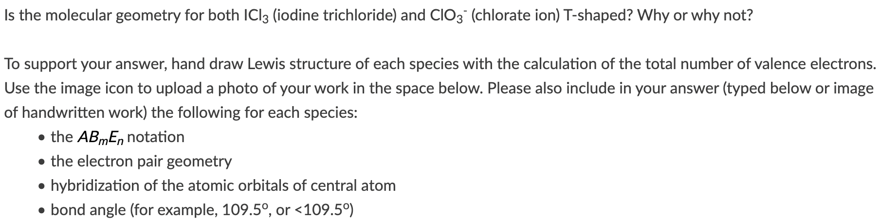 Solved Is the molecular geometry for both ICl3 (iodine | Chegg.com