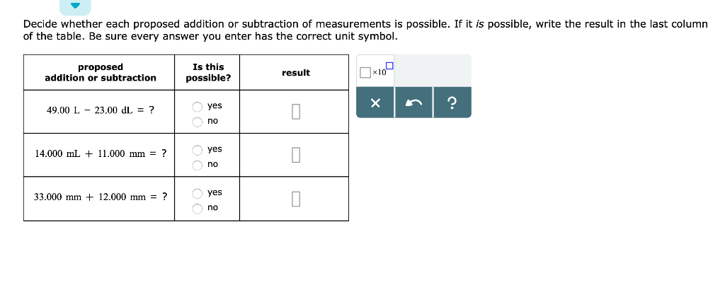 Solved Decide whether each proposed addition or subtraction | Chegg.com