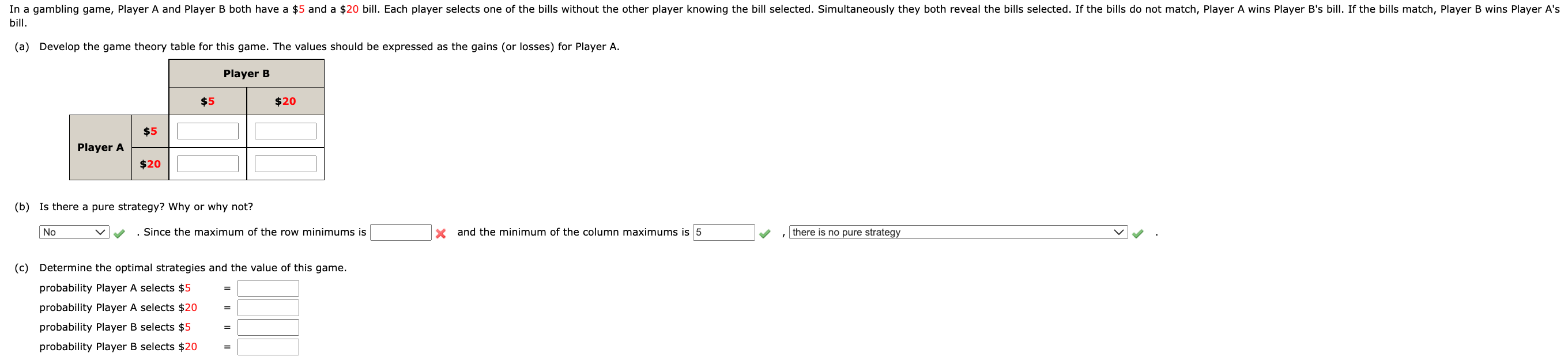 Solved In a gambling game, Player A and Player B both have a | Chegg.com