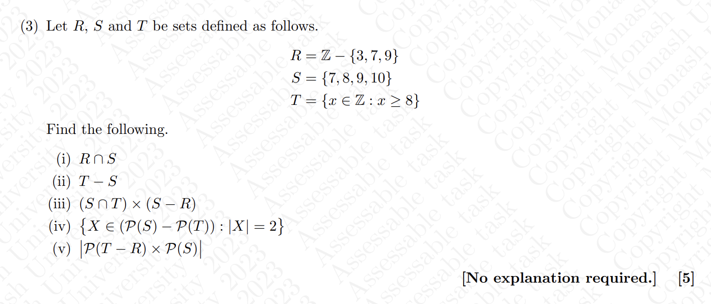 Solved (3) Let R,S and T be sets defined as follows. | Chegg.com