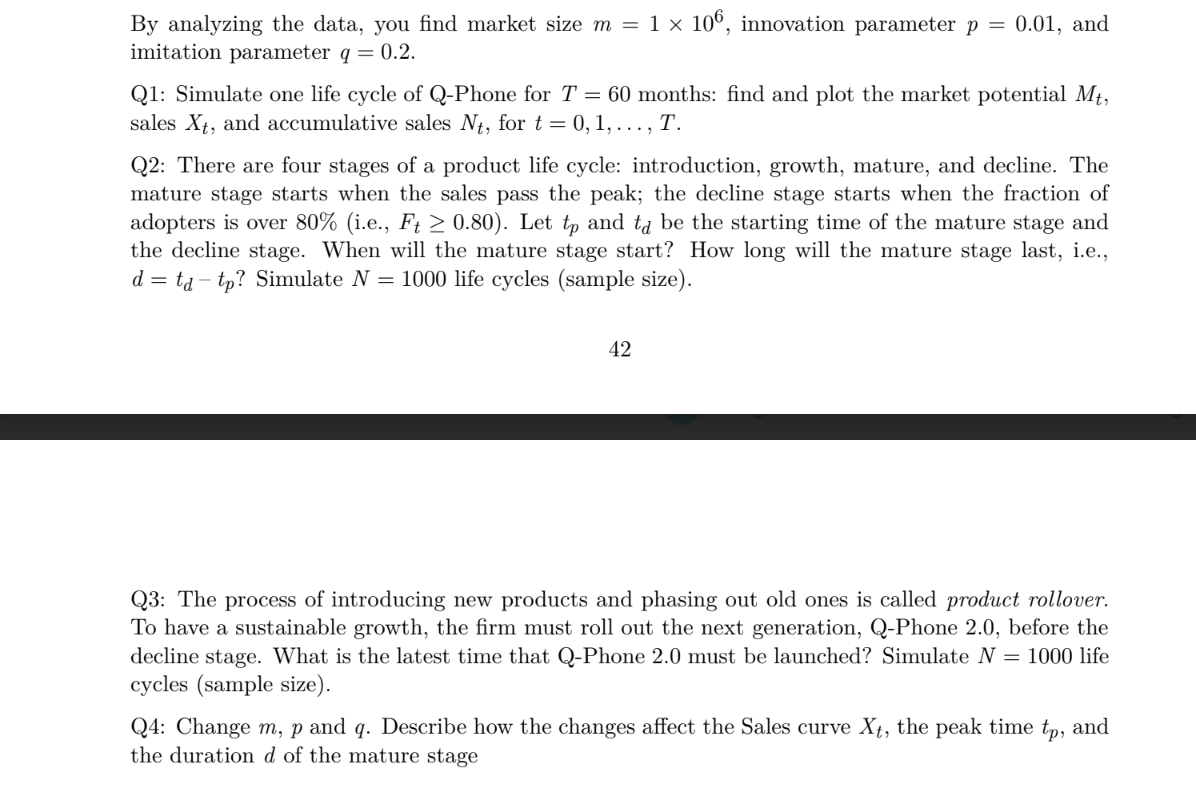 4.3 Bass Diffusion Model: Predict New Product Sales | Chegg.com