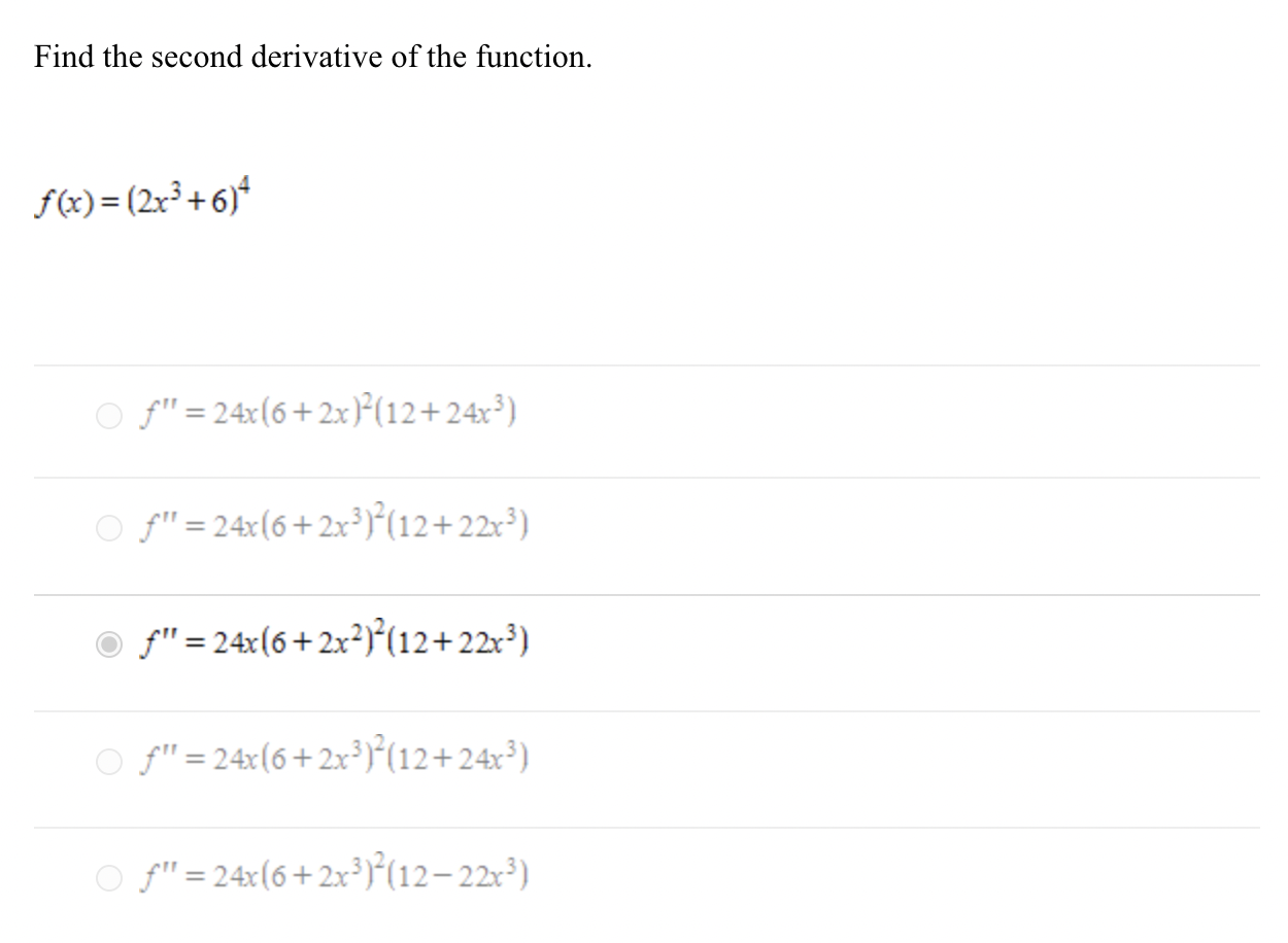 Solved Find the second derivative of the function. | Chegg.com