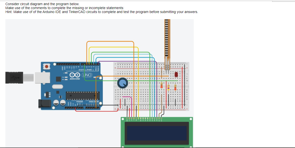 Consider circuit diagram and the program below. Make | Chegg.com