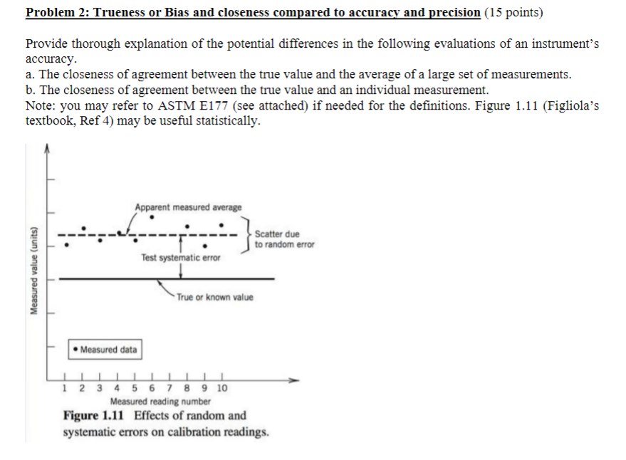 Solved Problem 2: Trueness or Bias and closeness compared to | Chegg.com