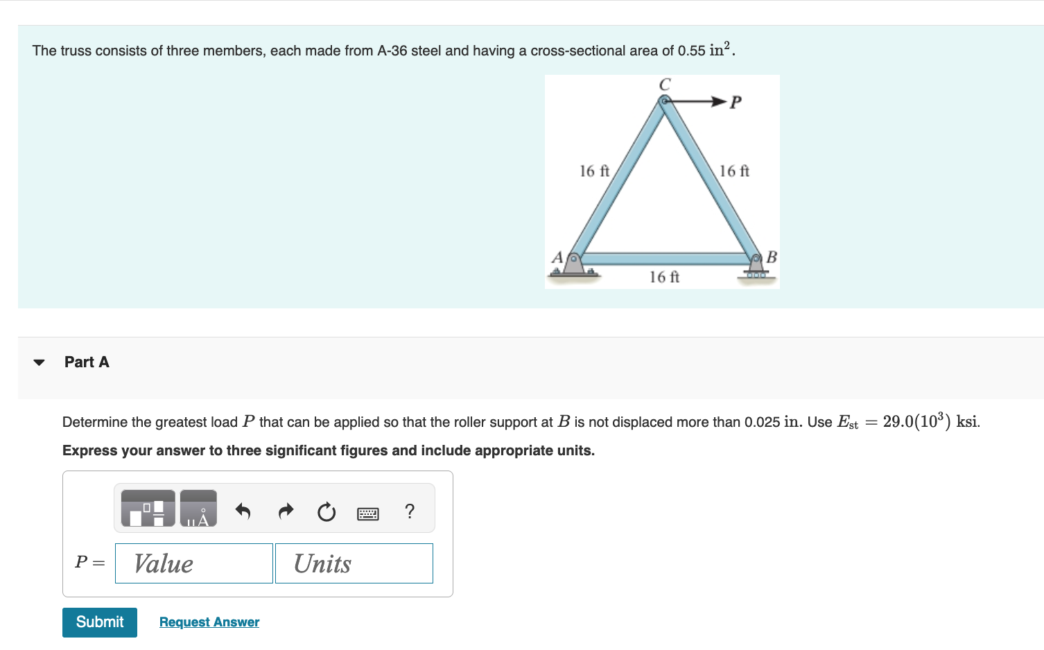 Solved The truss consists of three members, each made from | Chegg.com