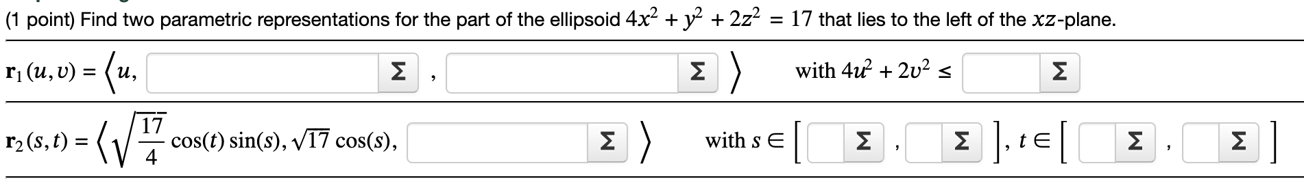 Solved 1 Point Find Two Parametric Representations For The