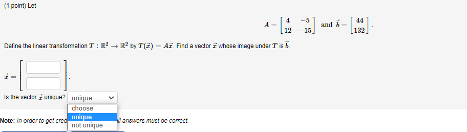 Solved A=[412−5−15] and b=[44132] Define the linear | Chegg.com