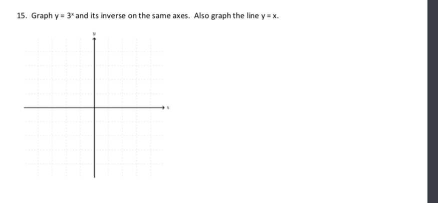 Solved 15. Graph y = 3* and its inverse on the same axes. | Chegg.com