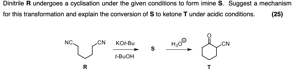 Solved Dinitrile R undergoes a cyclisation under the given | Chegg.com