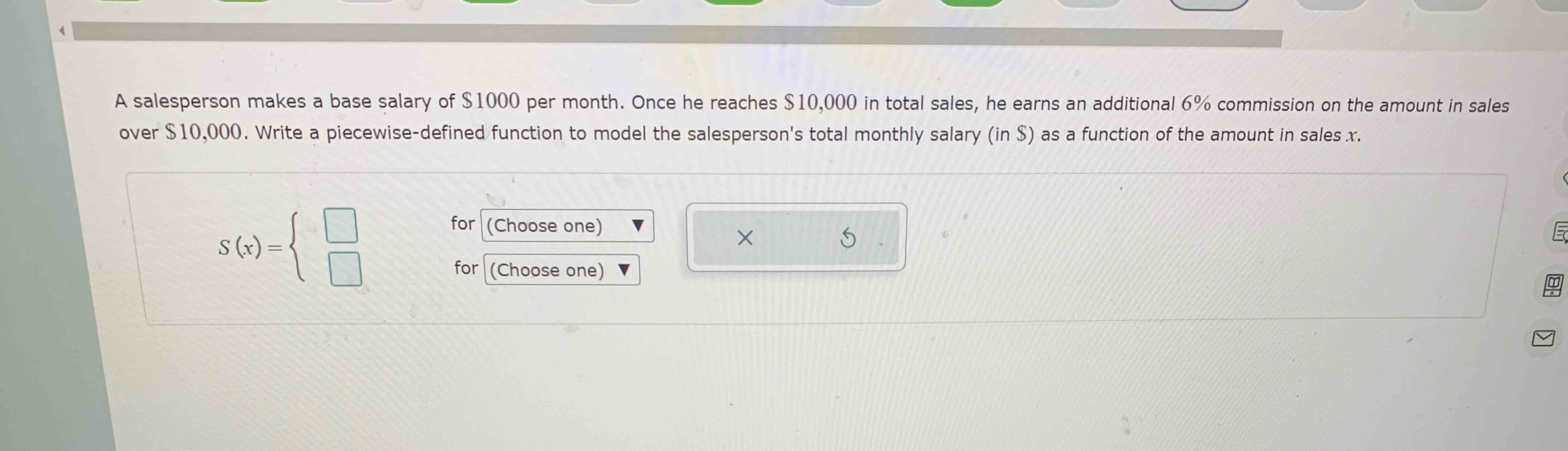 Solved A salesperson makes a base salary of $1000 ﻿per | Chegg.com