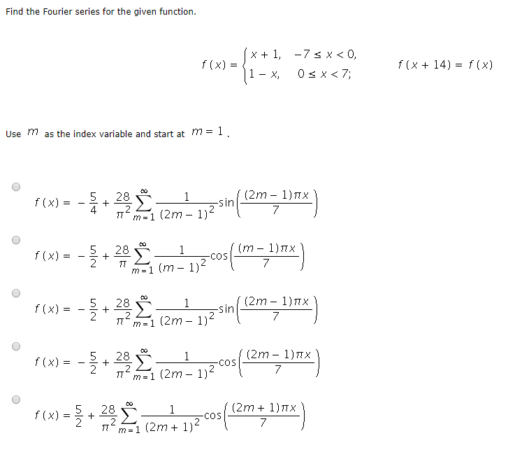Solved Find The Fourier Series For The Given Function F X