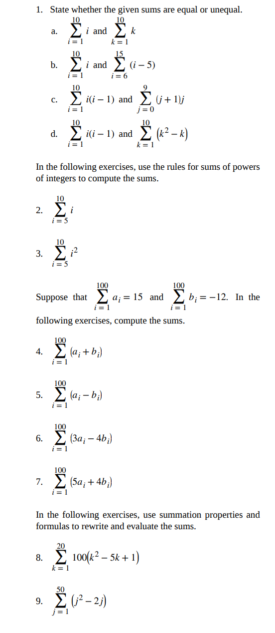 Solved Use the rules for sums of ﻿powersof ﻿integers to | Chegg.com