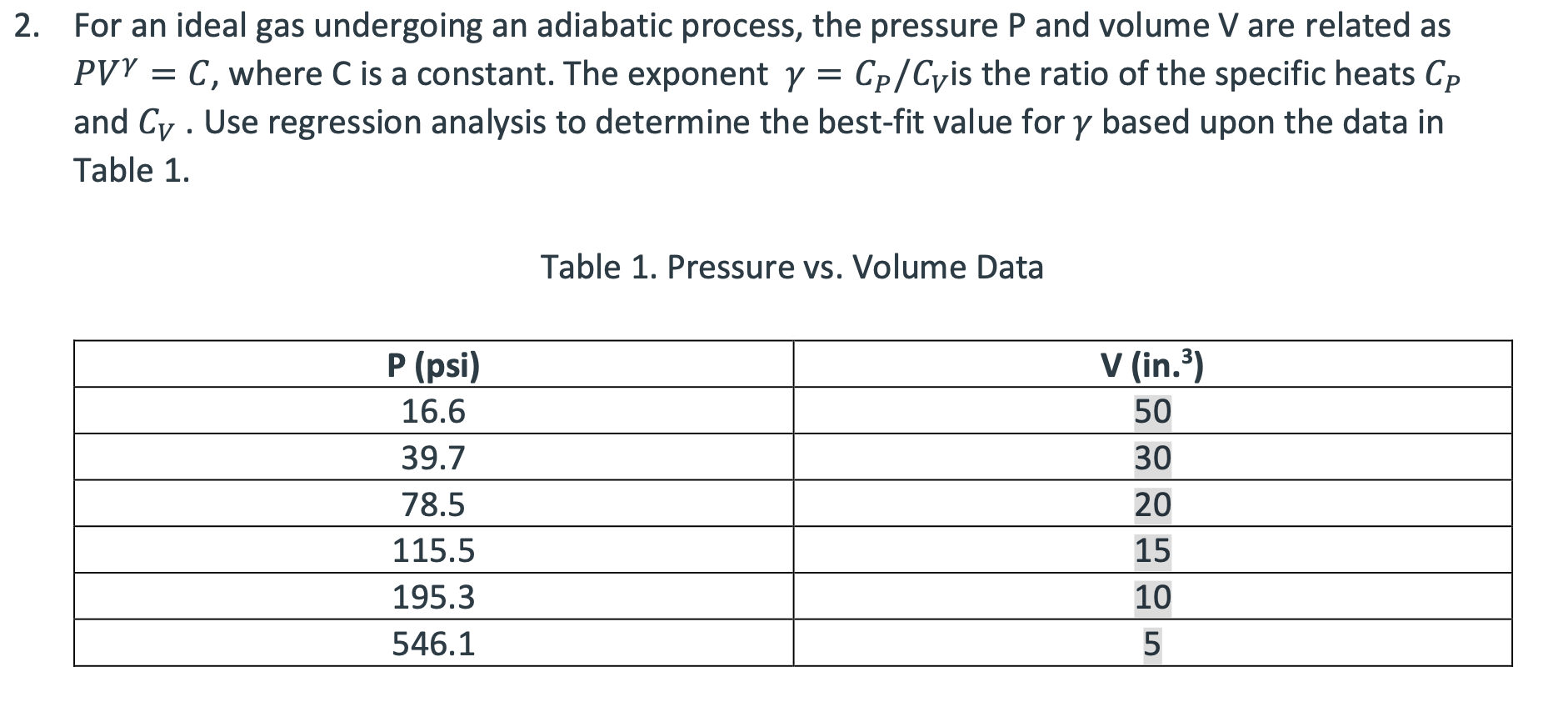 Solved 2. For an ideal gas undergoing an adiabatic process, | Chegg.com