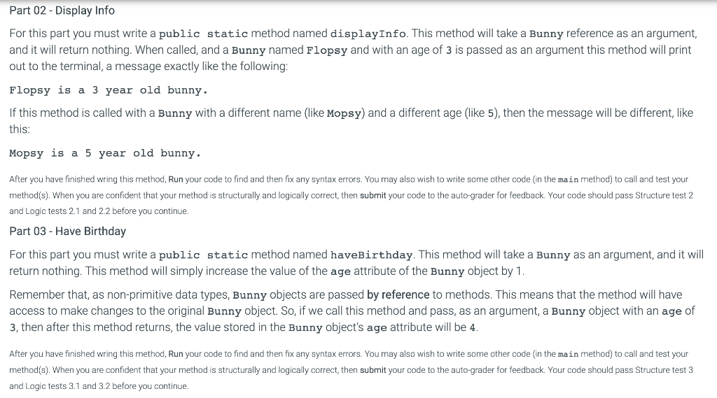 Solved You must write each of the methods described below. | Chegg.com