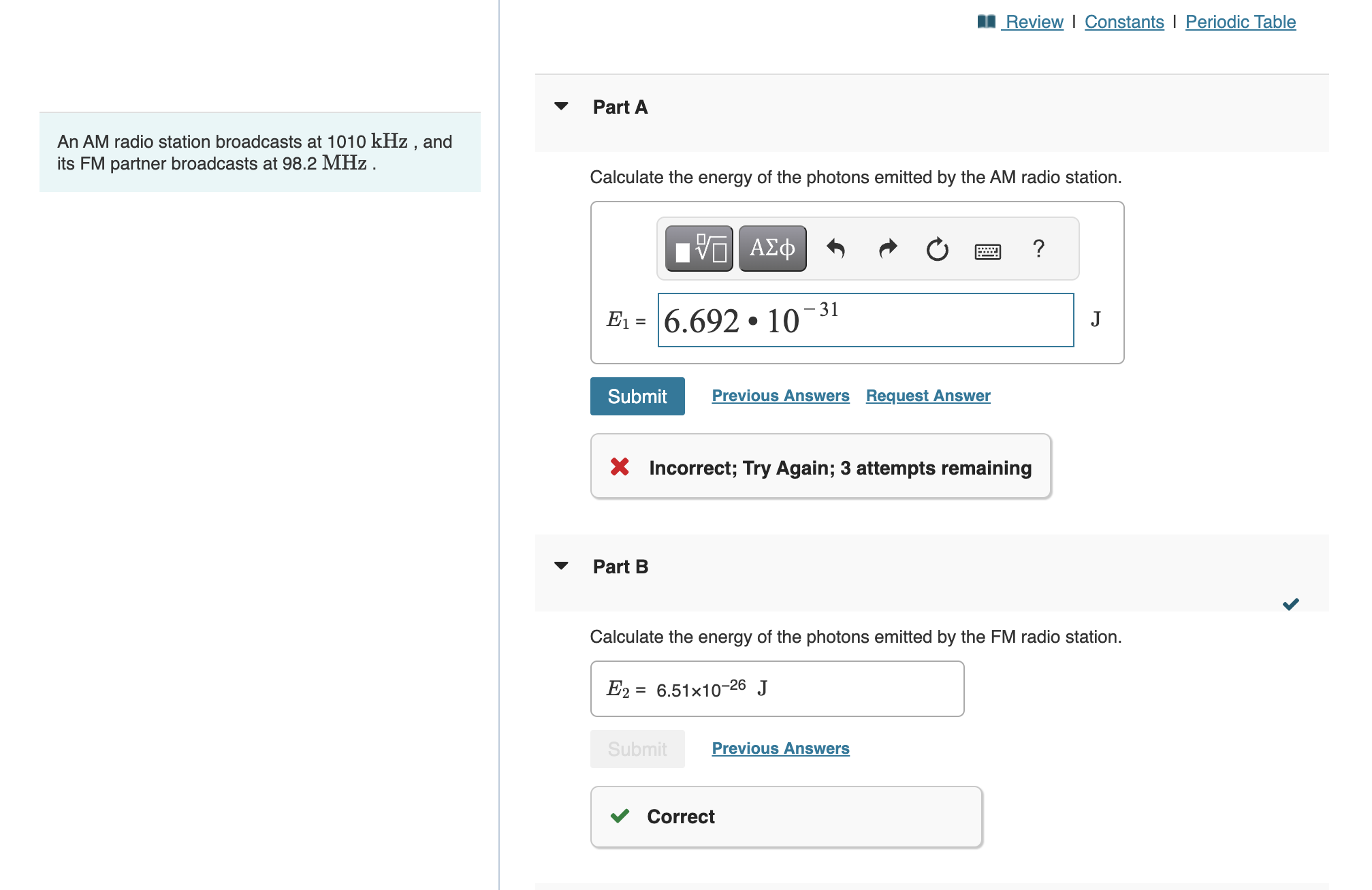 An AM radio station broadcasts at 1010kHz, and its FM | Chegg.com