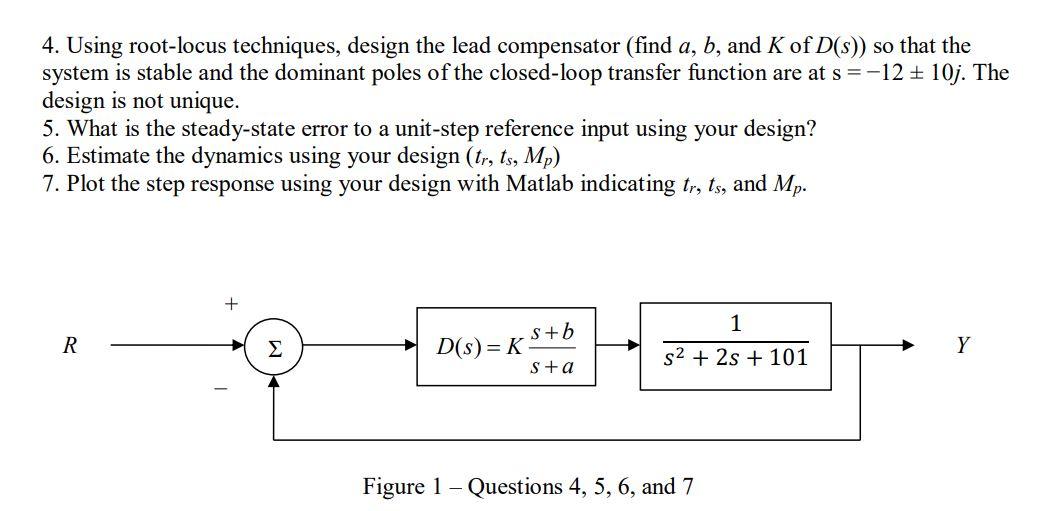 Solved 4. Using root-locus techniques, design the lead | Chegg.com