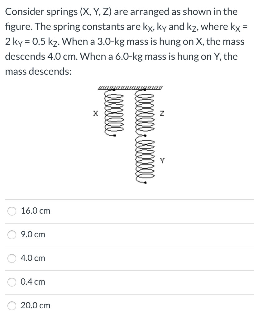 Solved Consider springs (X, Y, Z) are arranged as shown in | Chegg.com