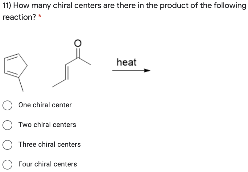 Solved 11) How many chiral centers are there in the product | Chegg.com
