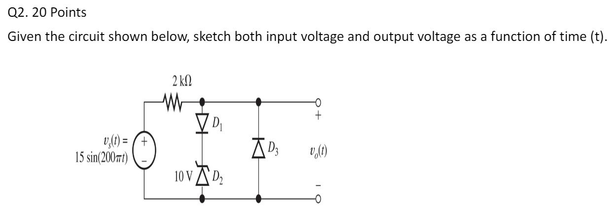 Solved Q2. 20 ﻿PointsGiven the circuit shown below, sketch | Chegg.com
