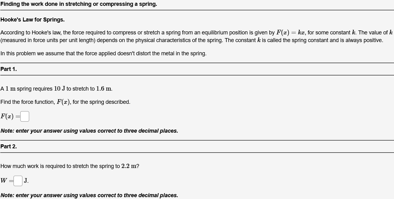 Solved Hooke's Law for Springs. According to Hooke's law, | Chegg.com