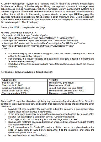 A Library Management System is a software built to | Chegg.com