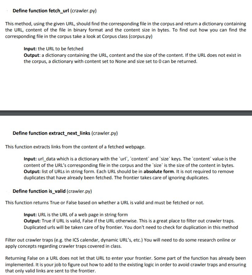Define function fetch_url (crawler.py) This method, | Chegg.com
