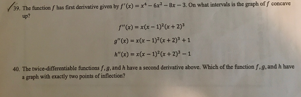 Solved 39. The function f has first derivative given by | Chegg.com