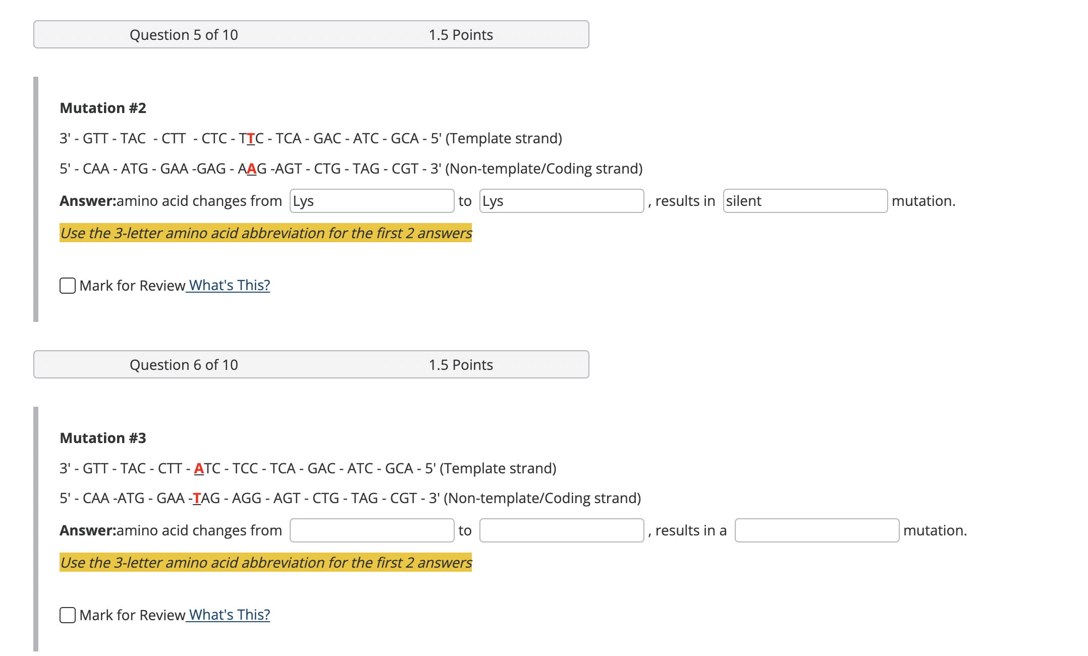 Solved Questions 4,5 , and 6 show several DNA sequences that | Chegg.com