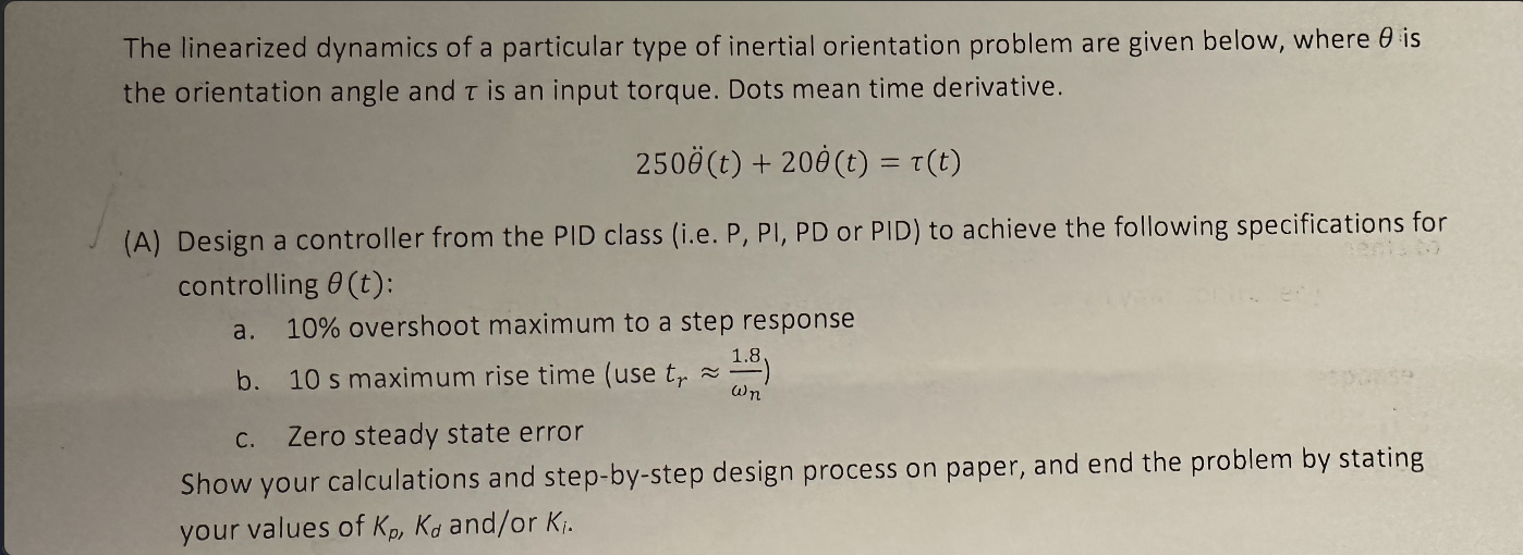 The linearized dynamics of a particular type of | Chegg.com