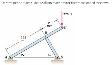 Solved Determine the magnitudes of all pin reactions for the | Chegg.com
