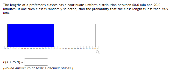 Solved The lengths of a professor's classes has a continuous | Chegg.com