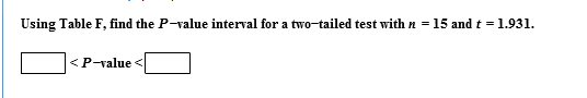 Solved Using Table F, find the P-value interval for a | Chegg.com