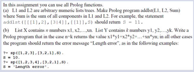 Solved In this assignment you can use all Prolog functions. | Chegg.com