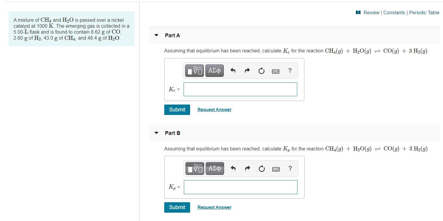 Solved MA Review Constants Periodic Table A mixture of CH4 | Chegg.com