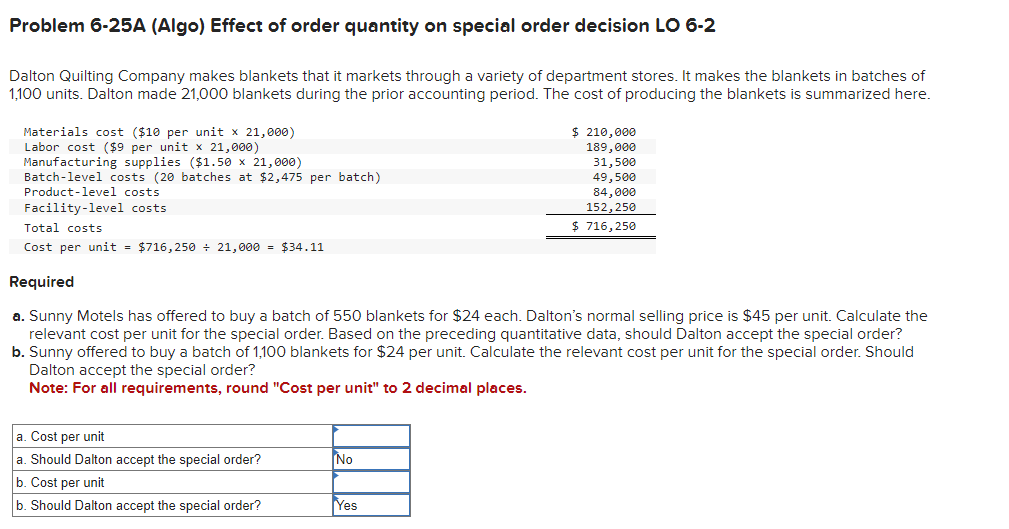 Solved Problem 6-25A (Algo) Effect of order quantity on | Chegg.com