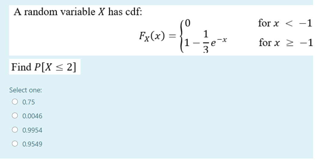 Solved A random variable X has cdf: for x