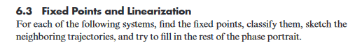 Solved 6.3 Fixed Points and Linearization For each of the | Chegg.com