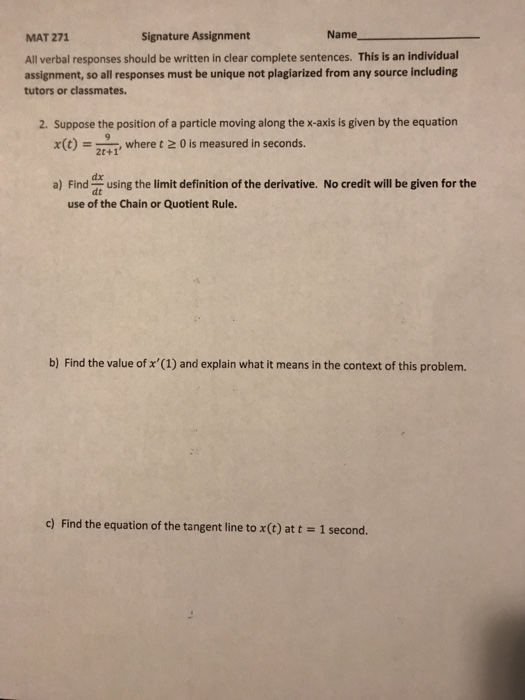 Solved MAT 271 Signature Assignment Name All verbal | Chegg.com
