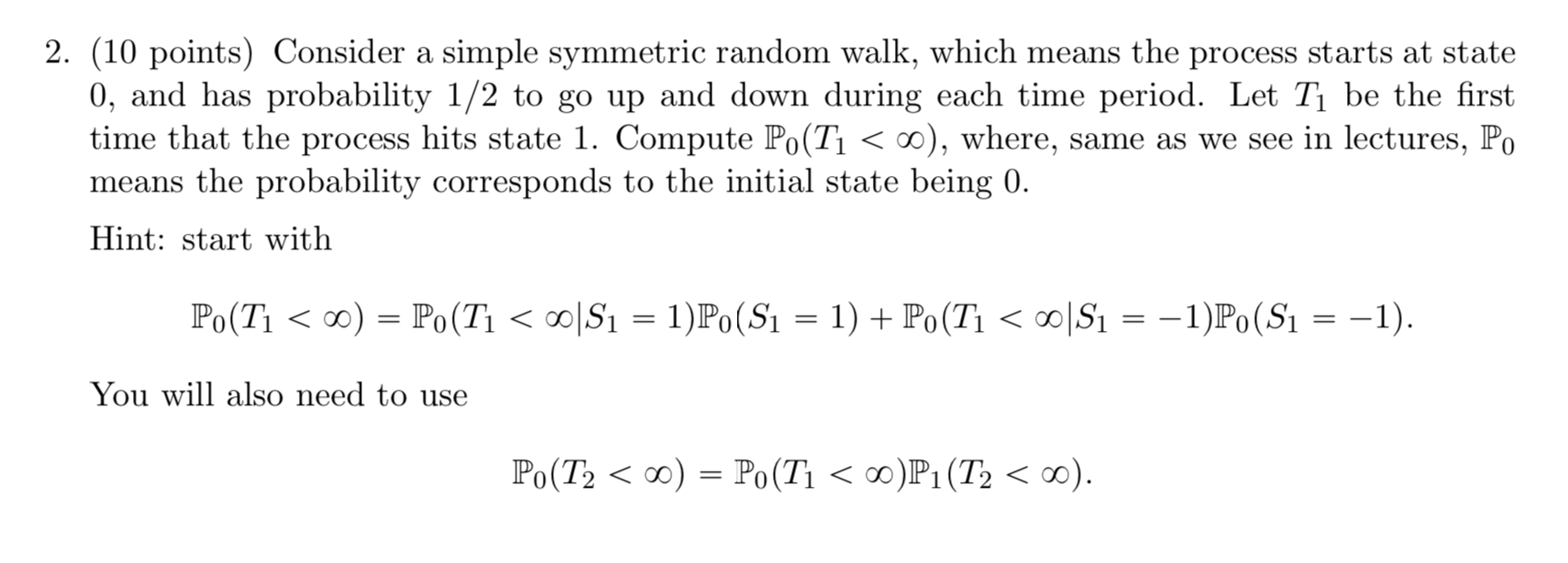 2. (10 points) Consider a simple symmetric random | Chegg.com