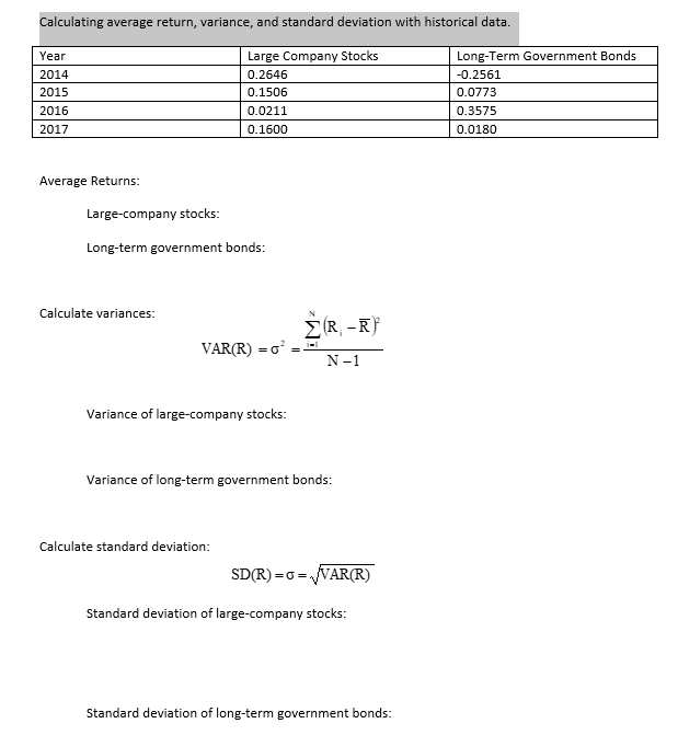Solved Calculating average return, variance, and standard | Chegg.com