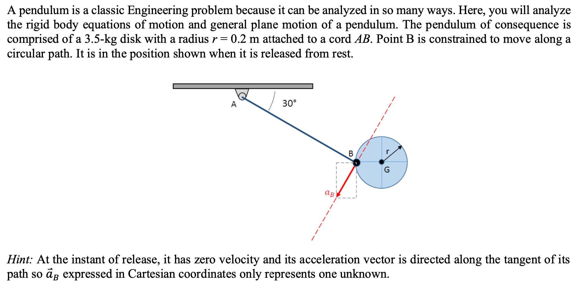 A pendulum is a classic Engineering problem because | Chegg.com