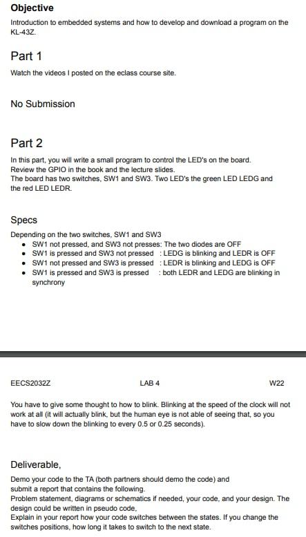 Objective Introduction to embedded systems and how to | Chegg.com