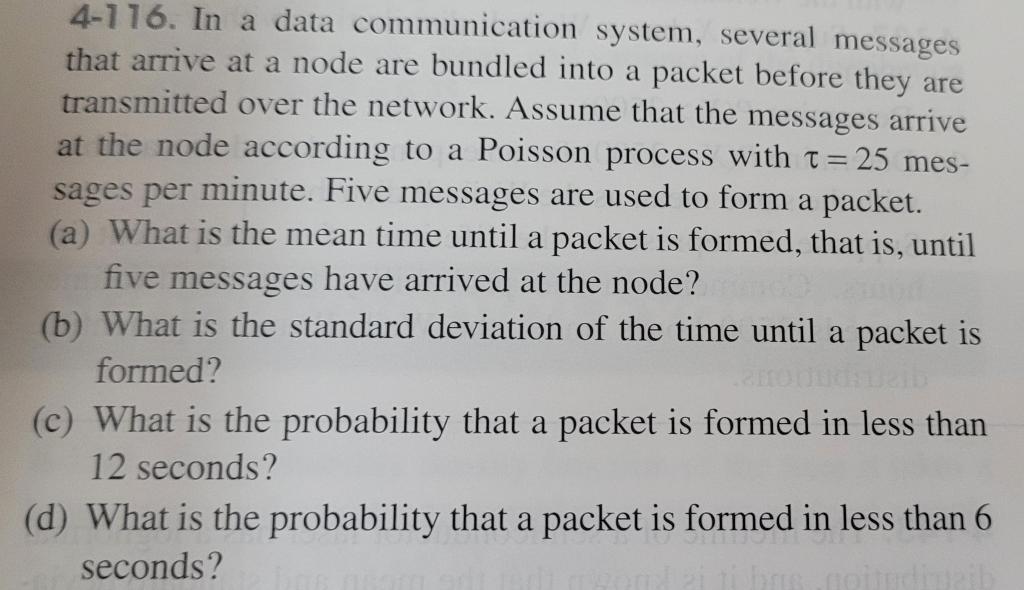 Solved 4-1 16. In a data communication system, several | Chegg.com