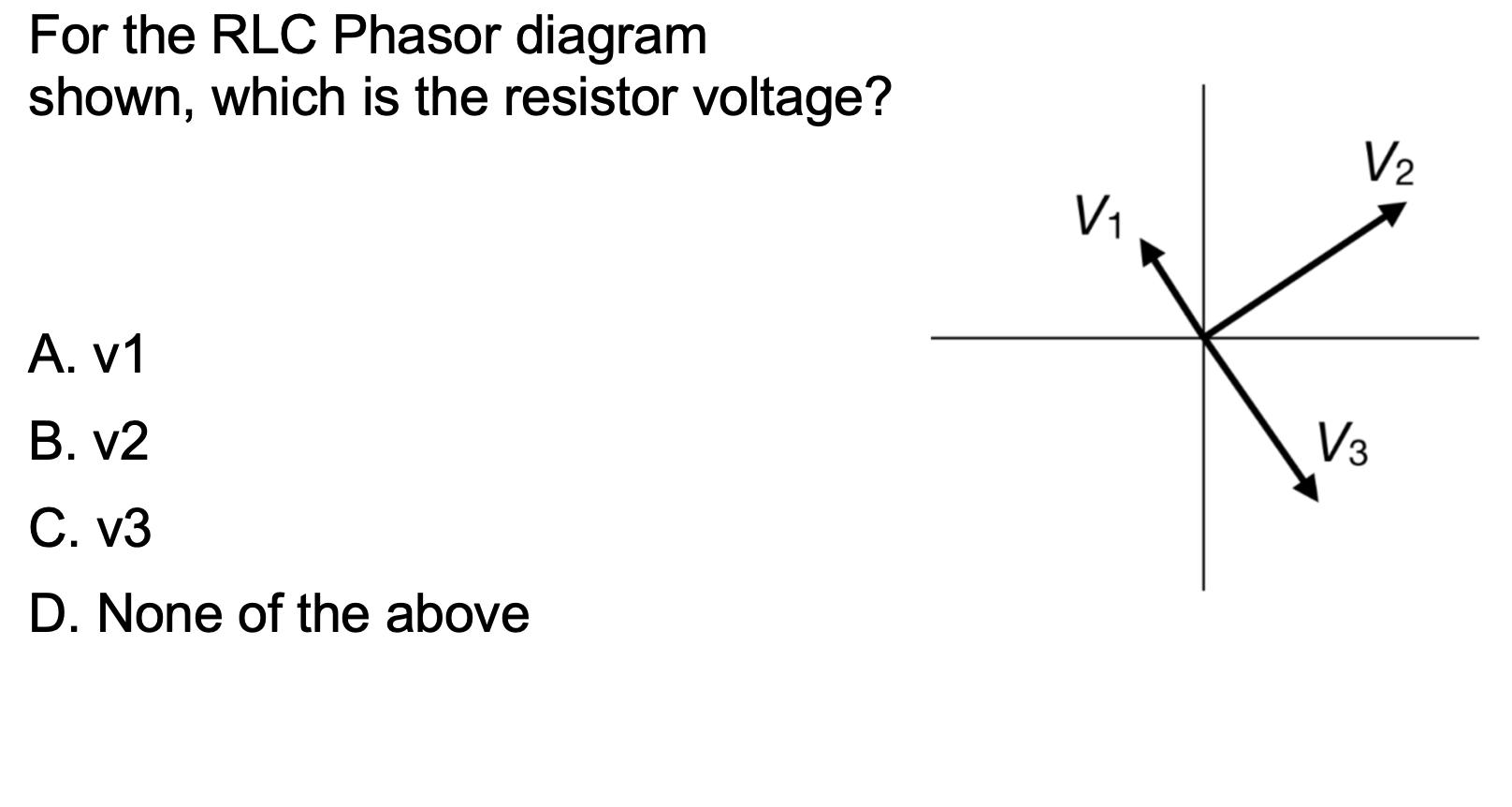 Solved ω 1 For the RLC Phasor diagram shown, is the circuit | Chegg.com