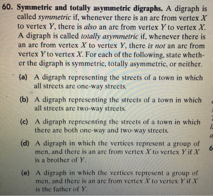 Solved 60. Symmetric and totally asymmetric digraphs. A | Chegg.com