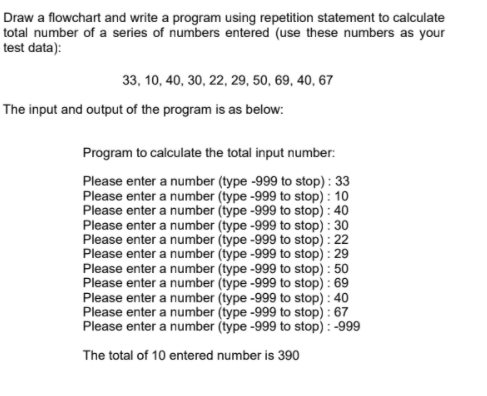 Solved Draw a flowchart and write a program using repetition | Chegg.com