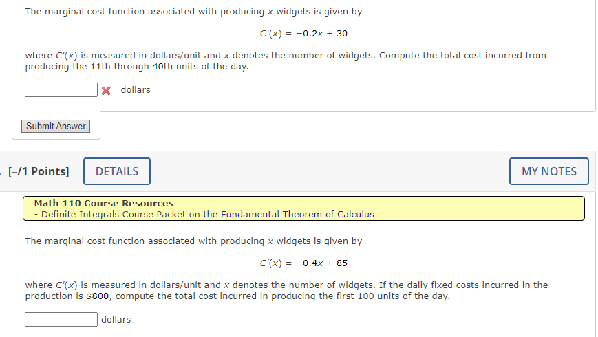 Solved The marginal cost function associated with producing | Chegg.com