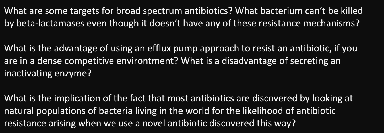 Solved What are some targets for broad spectrum antibiotics? | Chegg.com