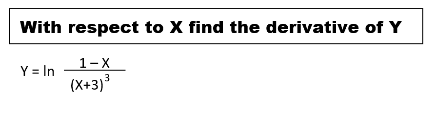 Solved With respect to X find the derivative of Y Y = In - | Chegg.com
