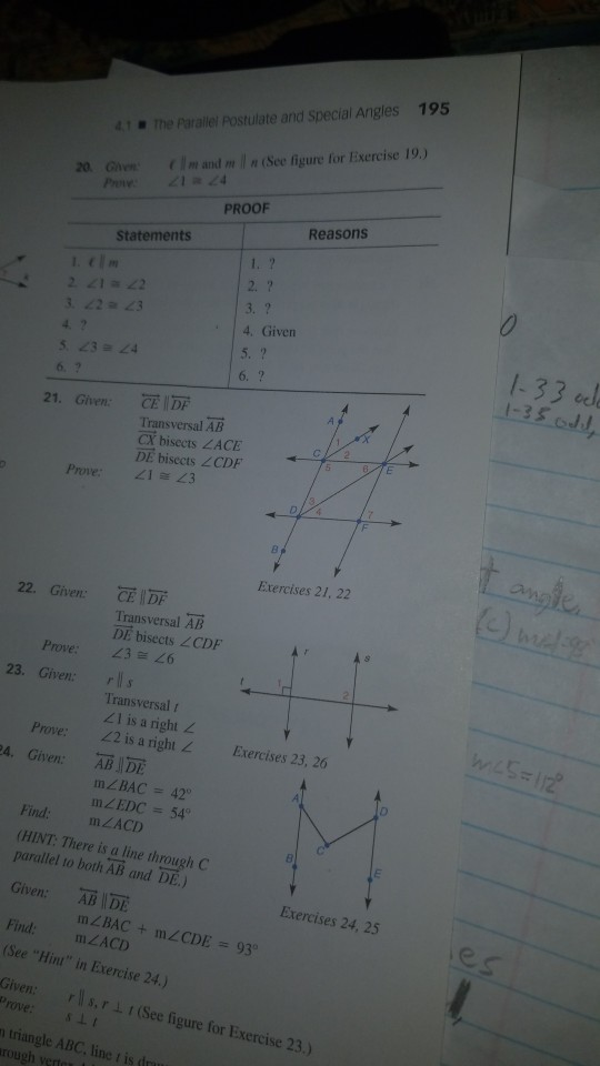 Solved 195 41 The Parallel Postulate and Special Angles 20 | Chegg.com
